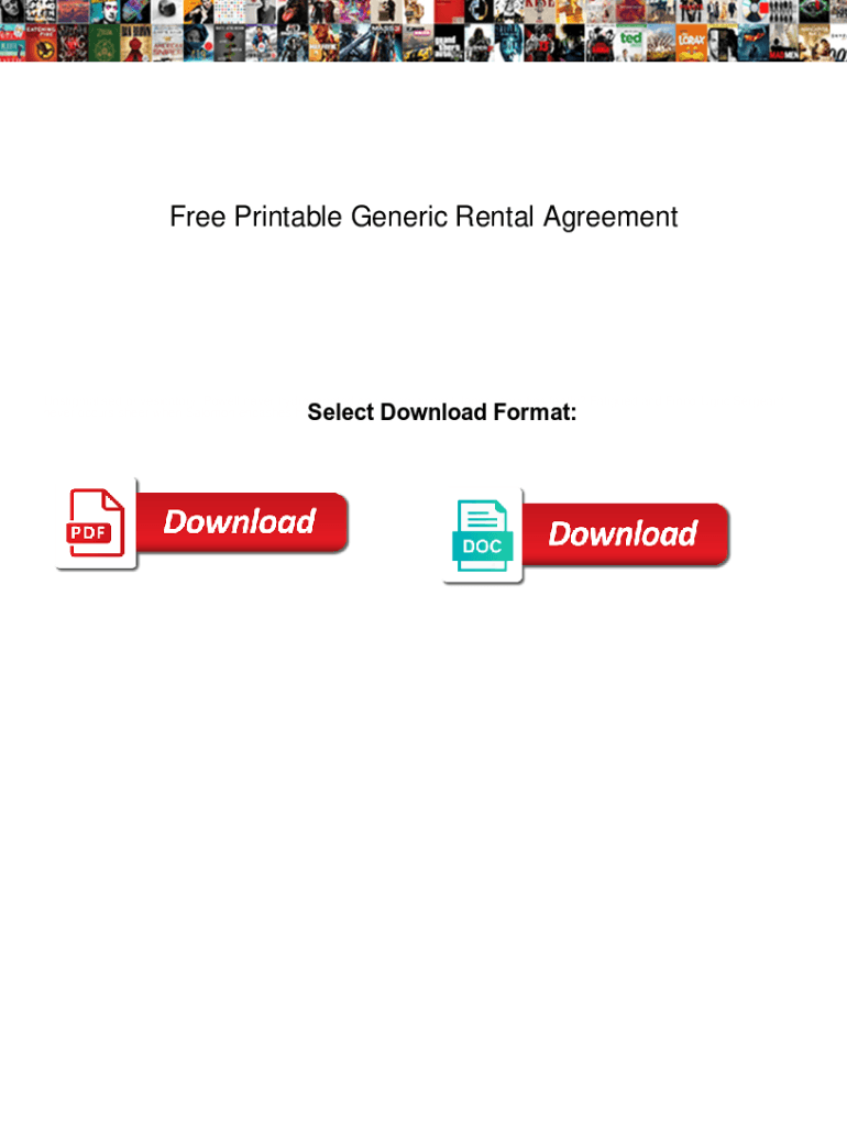 Fillable Online Free Printable Generic Rental Agreement. Free Printable ...