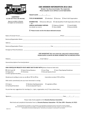 Fillable Online OBA MEMBERSHIP FORM 2014-2014.pub Fax Email Print ...
