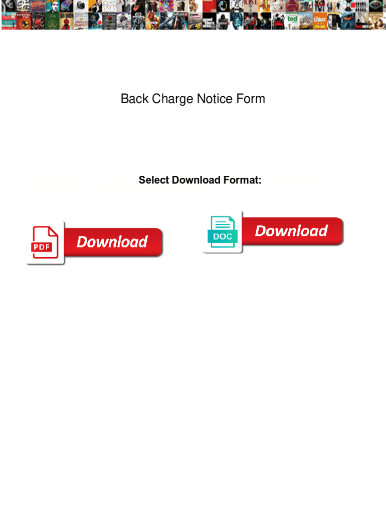 Fillable Online Back Charge Notice Form. Back Charge Notice Form viva ...