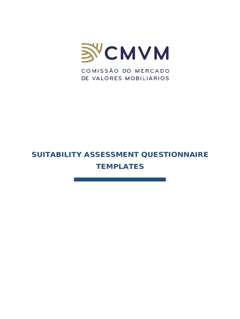 SUITABILITY ASSESSMENT QUESTIONNAIRE TEMPLATES. Dossier de Registo Doc ...