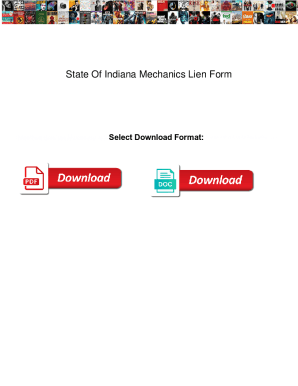 Fillable Online State Of Indiana Mechanics Lien Form. State Of Indiana ...