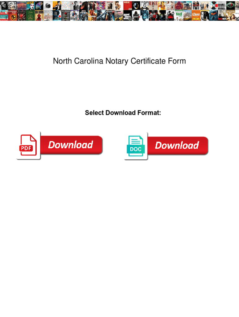 Fillable Online North Carolina Notary Certificate Form. North Carolina ...