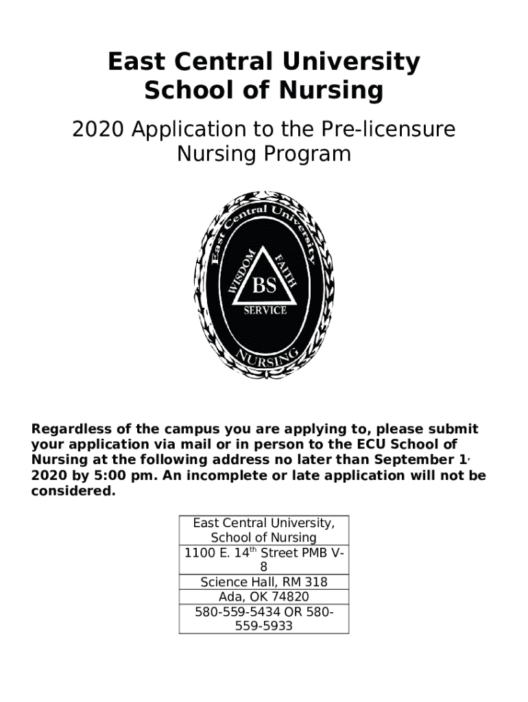2020 Application to the Pre-licensure Nursing Program Doc Template ...