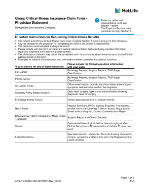 Fillable Online Group Critical Illness Insurance Claim Form - Patient ...