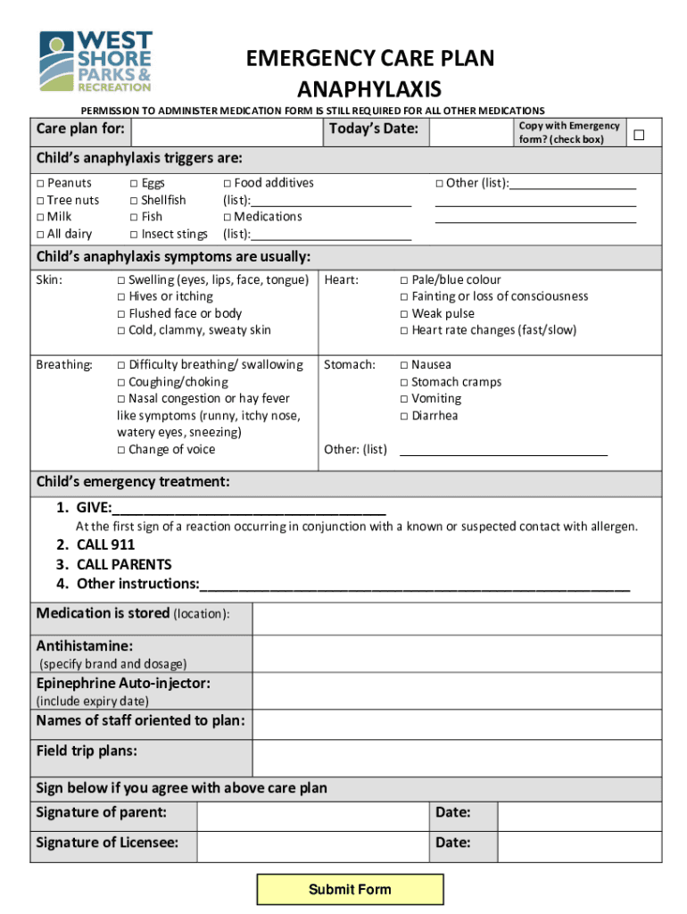 Fillable Online ASCIA Action Plan: Anaphylaxis - Australasian Society ...