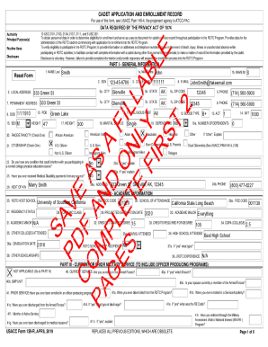 Fillable Online Form 139R.xls - CADET ENROLLMENT RECORD For use of this ...