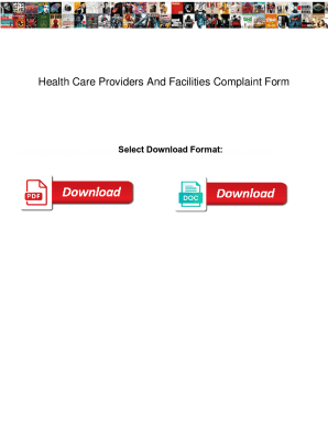 Fillable Online Health Care Providers And Facilities Complaint Form ...