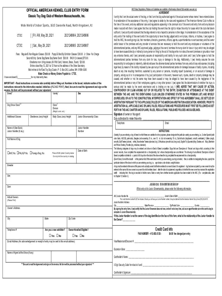 Fillable Online 2019-2021 AKC Form AEN999 Fill Online, Printable ...