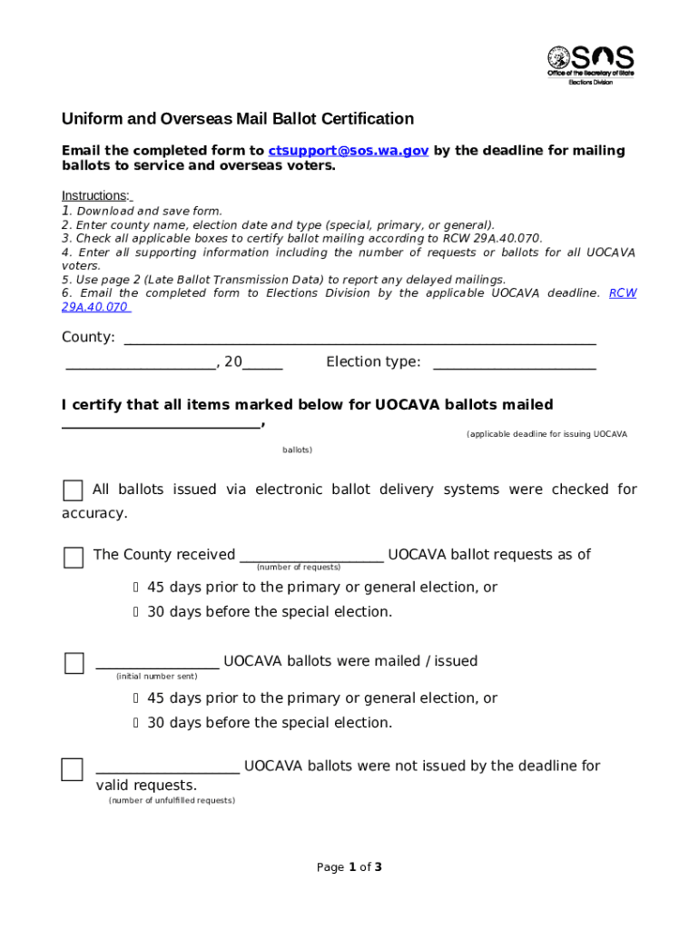 ABSENTEE BALLOT CERTIFICATION Doc Template | pdfFiller