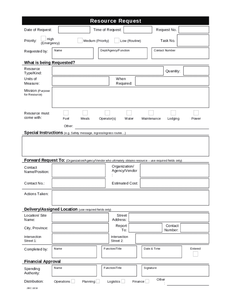 Resource Request. EOC s Doc Template | pdfFiller