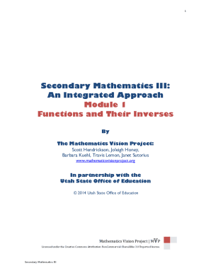 Fillable Online Module 1 Functions and Their Inverses - Mathematics Vision Project Fax Email ...