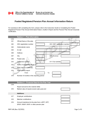 Fillable Online Registering a Plan as a Pooled Registered Pension Plan ...