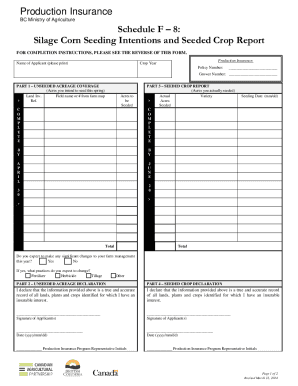 Fillable Online Silage Corn Seeding Intentions and Seeded Crop Report ...