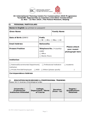 (I) PERSONAL PARTICULARS Doc Template | pdfFiller
