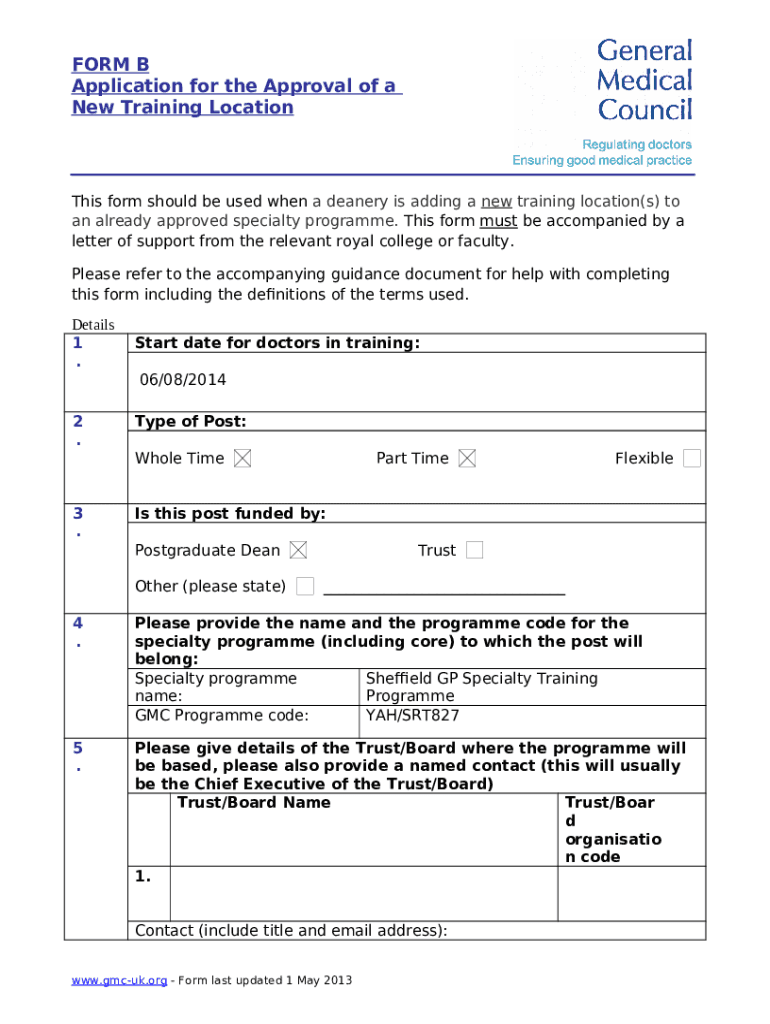 This should be used to apply for approval of a new training programme ...