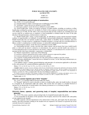 Fillable Online PUBLIC HEALTH CODE (EXCERPT) HOSPITALS Fax Email Print ...