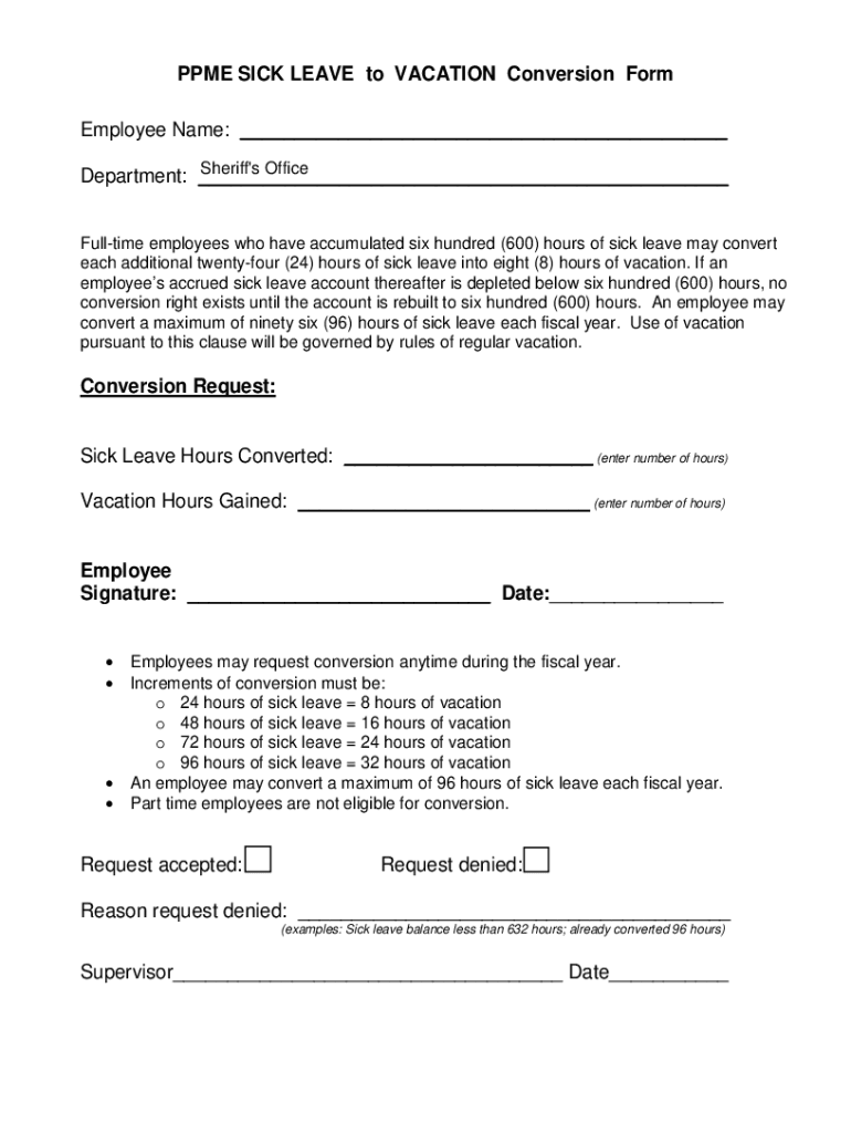 Fillable Online PPME Sick Leave Conversion Form Fax Email Print - pdfFiller