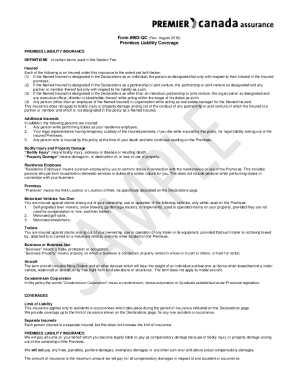 Fillable Online Premises Liability Coverage - Form #992-QC (Rev. August ...