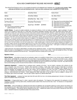 Fillable Online Competition Release and Waiver Form - Adult Fax Email ...