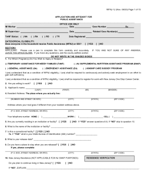 Fillable Online Form WFNJ-1J "Application and Affidavit for Public ...