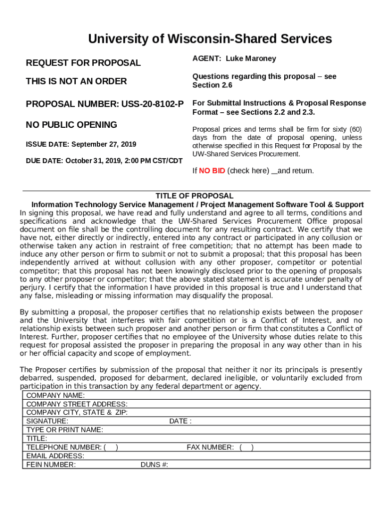 ITSM RFP packet Doc Template | pdfFiller