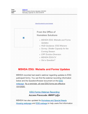 Fillable Online MSHDA ESG: Website and Forms Updates Fax Email Print ...