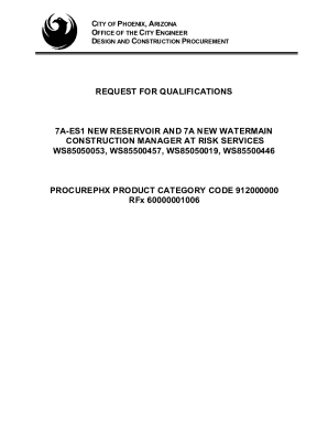 Fillable Online REQUEST FOR QUALIFICATIONS 7A-ES1 NEW RESERVOIR AND ...