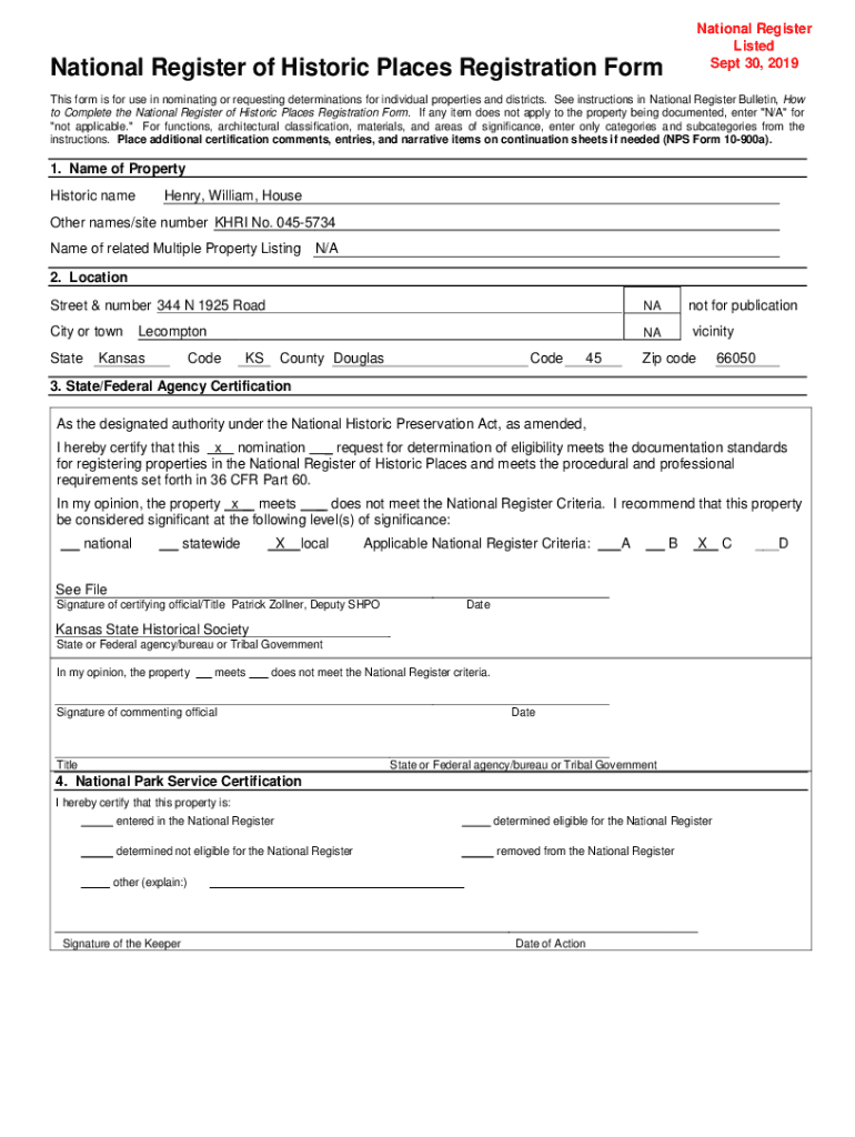 Fillable Online National Register Forms - National Register of Historic ...