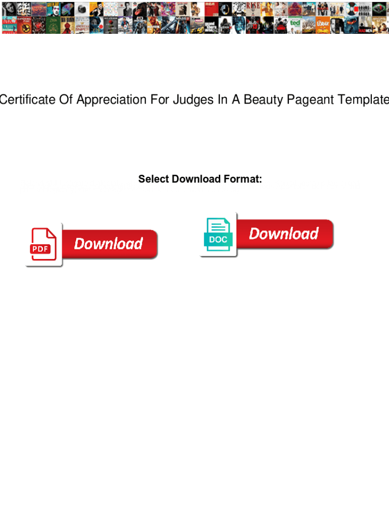 Fillable Online Certificate Of Appreciation For Judges In A Beauty ...