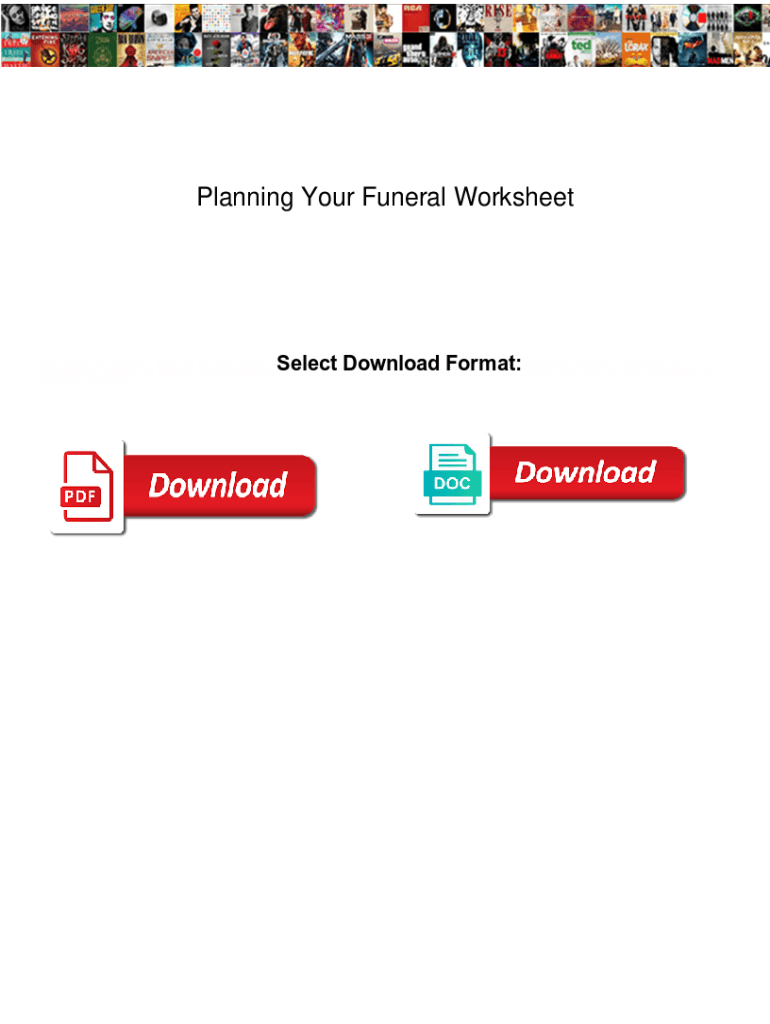 Fillable Online Planning Your Funeral Worksheet. Planning Your Funeral ...