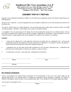 Fillable Online Consent for HIV Testing.doc Fax Email Print - pdfFiller
