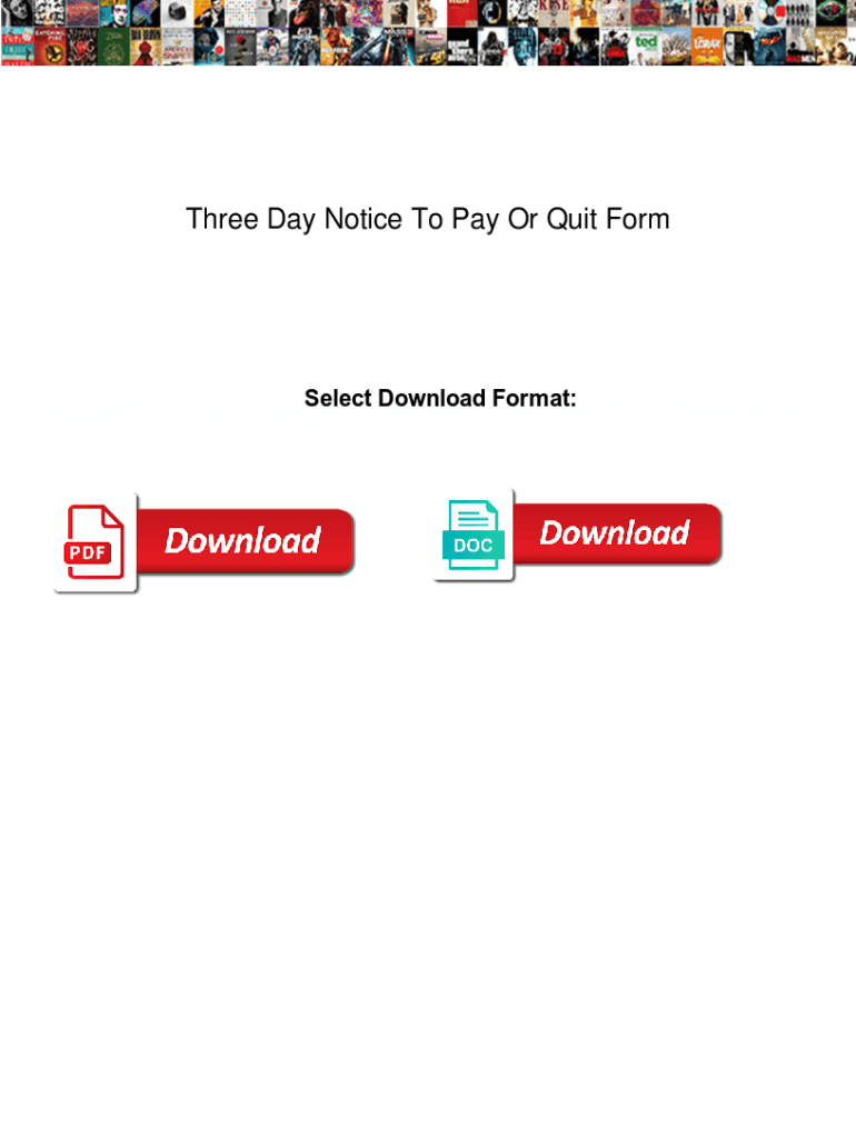 Fillable Online Three Day Notice To Pay Or Quit Form Fax Email Print ...