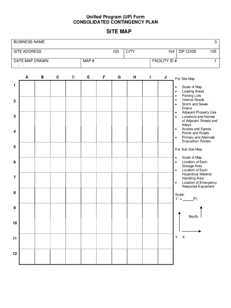 Fillable Online Unified Program (UP) Form CONSOLIDATED CONTINGENCY PLAN SITE MAP Fax Email Print ...