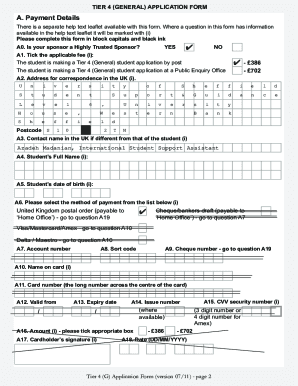 Fillable Online Get the free tier 4 application form version 0711 - ukba ... Fax Email Print ...