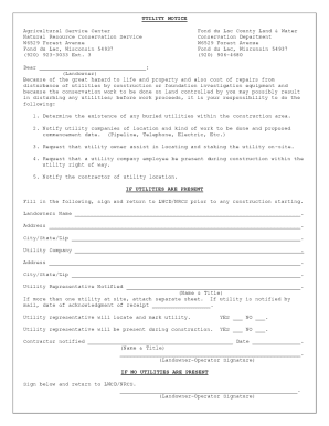 Fillable Online UTILITY NOTICE Fax Email Print - pdfFiller