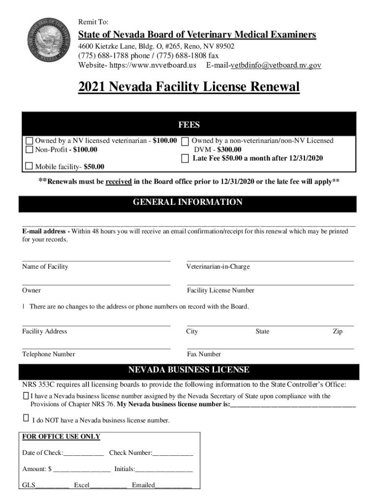 Fillable Online Application/Self Inspections Form for ... - nvvetboard ...
