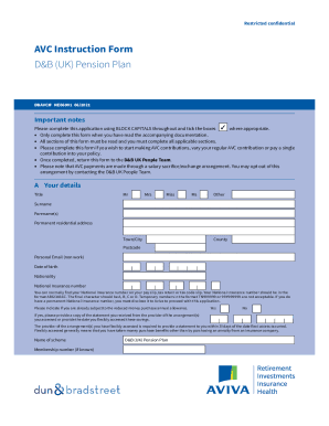 Fillable Online AVC Instruction Form - Aviva Fax Email Print - pdfFiller