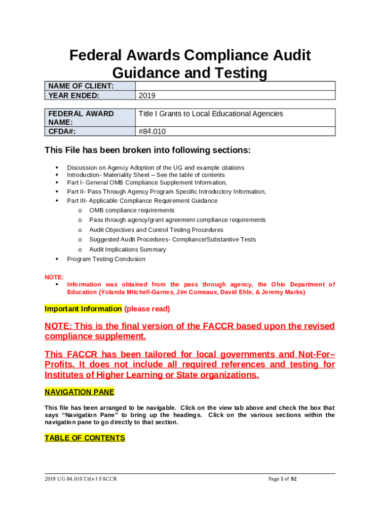 - Part I- General OMB Compliance Supplement Ination, Doc Template ...