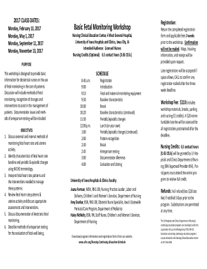 Fillable Online Basic Fetal Monitoring Workshop - University of Iowa ...