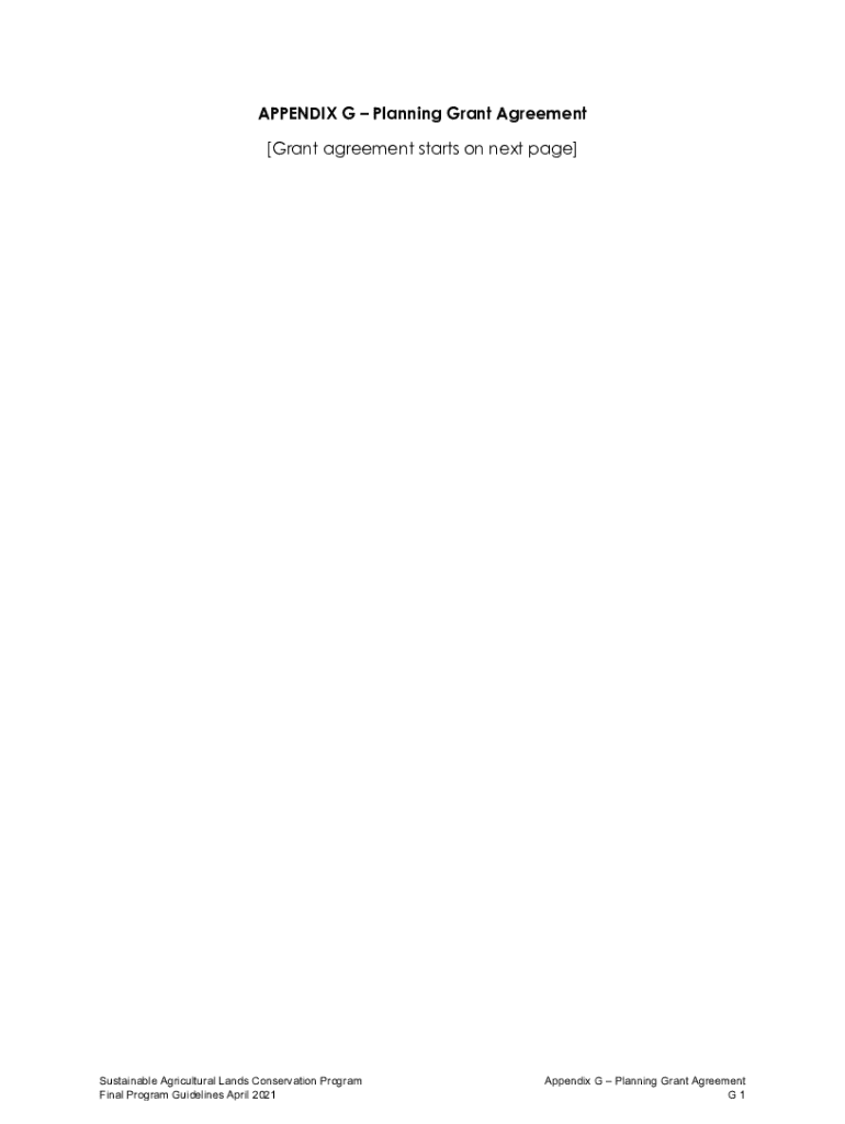 Fillable Online PDF APPENDIX GPlanning Grant Agreement Grant agreement ...