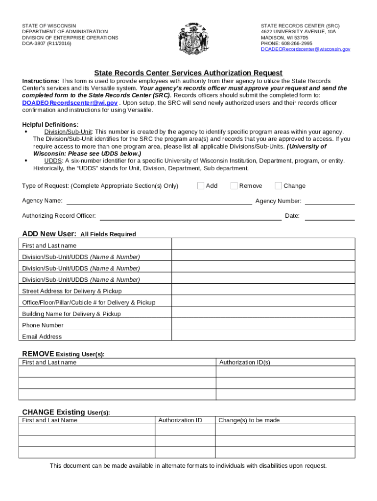 SRC User Authorization/Change Doc Template | pdfFiller