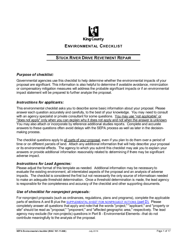 Fillable Online your kingcounty Stuck River Drive Revetment Repair SEPA ...