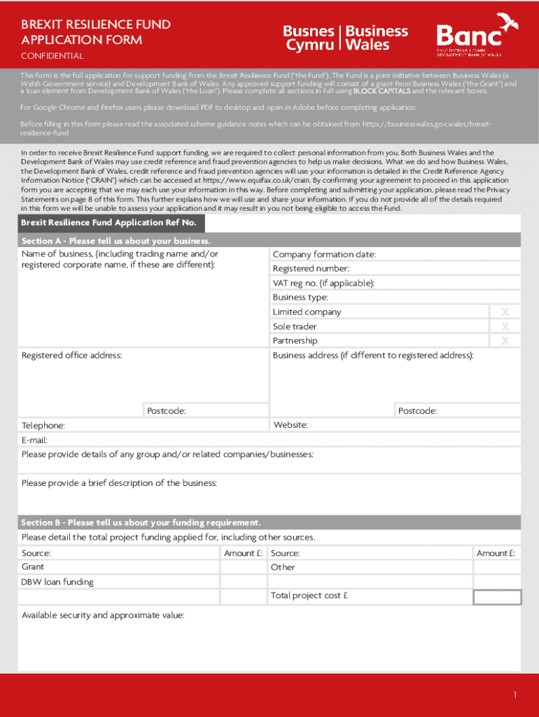 Fillable Online businesswales gov Rural Regeneration & Development Fund Application Form Fax ...