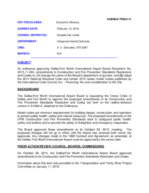 Fillable Online SUBJECT An ordinance approving Dallas-Fort Worth ...
