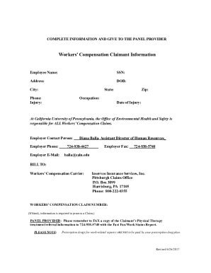 Fillable Online Workers Comp Claimant Info Sheet Fax Email Print ...
