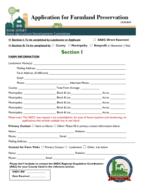 Fillable Online Application for Farmland Preservation Section I Fax ...