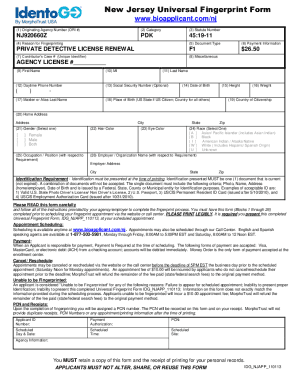 Fillable Online New Jersey Universal Fingerprint Form - State Fax Email ...