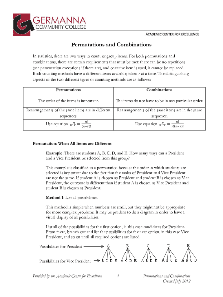 Fillable Online Permutation and Combination (Definition, Formulas ... Fillable Online Permutation and Combination (Definition, Formulas ...