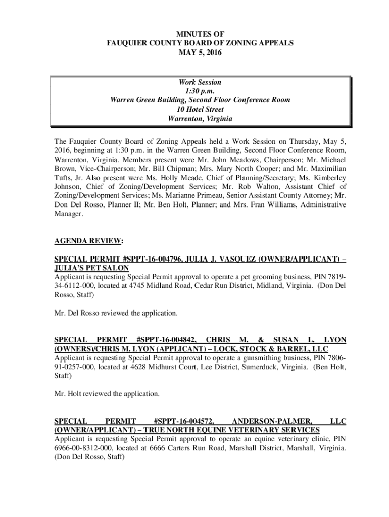 Fillable Online Work Session 1:30 p.m. Warren Green Building, Second ...