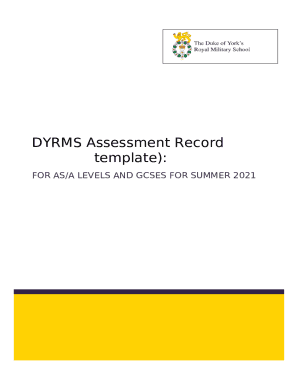 Assessment Record (optional template) Doc Template | pdfFiller
